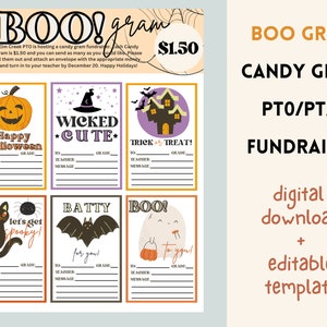 Halloween Boo Gram Candy Gram Fundraiser for PTO/PTA School Event ...