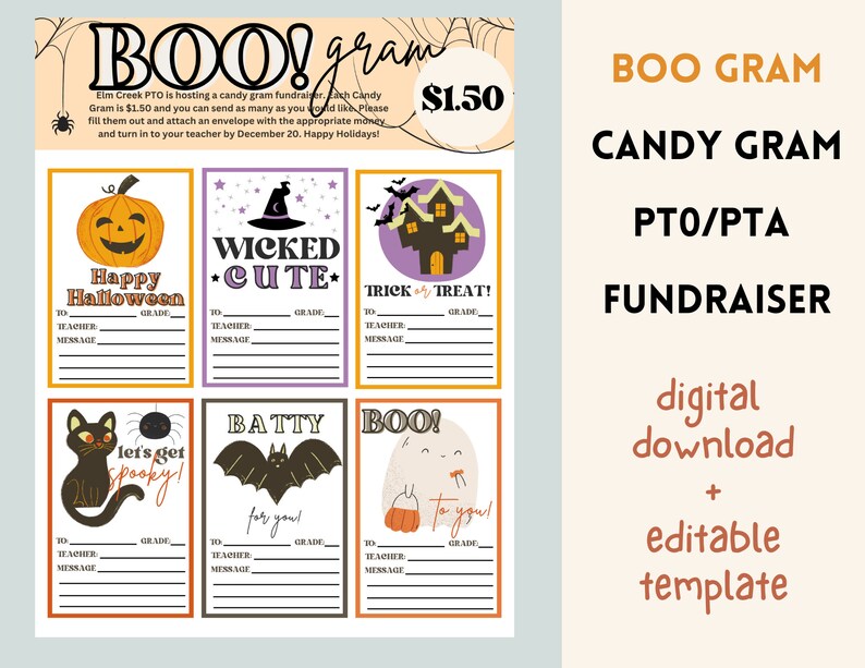 Halloween Boo Gram Candy Gram Fundraiser for PTO/PTA School Event ...