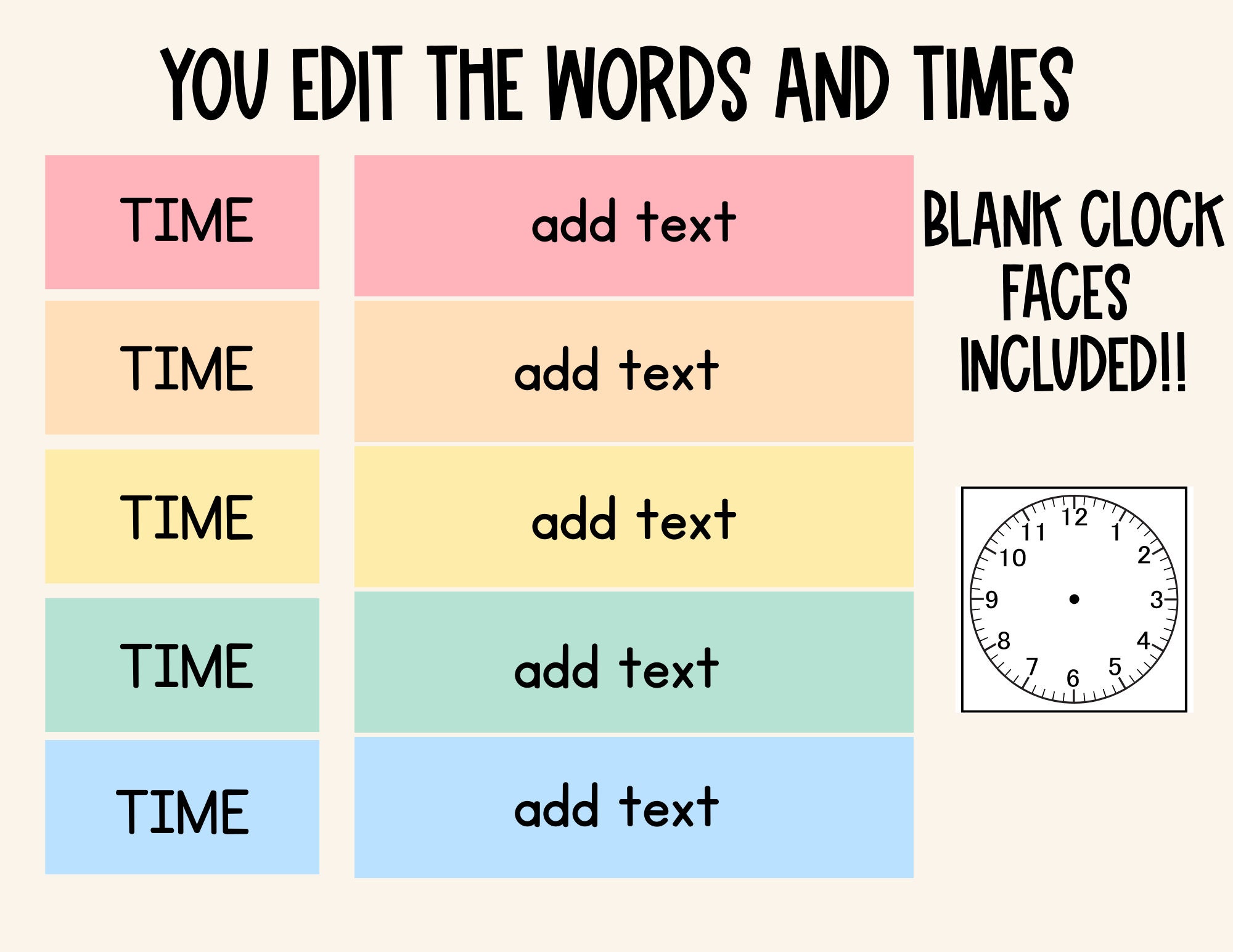 Editable Schedule Cards for Pastel Classroom Organization, Bulletin ...