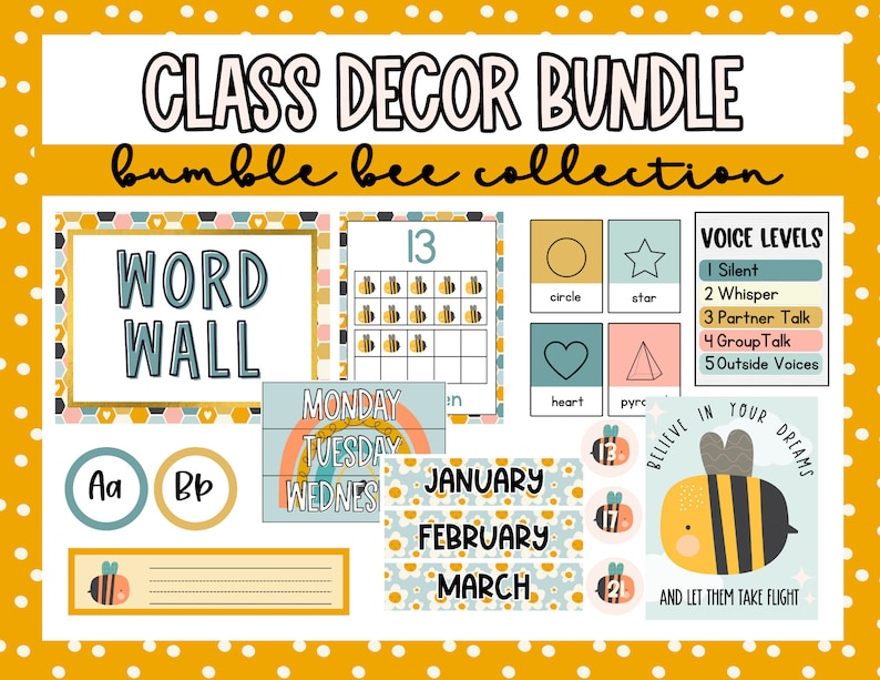 Bumble Bee Theme Class Decor Bundle Kit for Teachers - Etsy