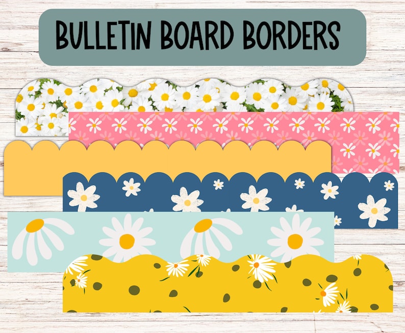 Classroom Bulletin Borders Kit Bold Daisy Neutral Collection ...