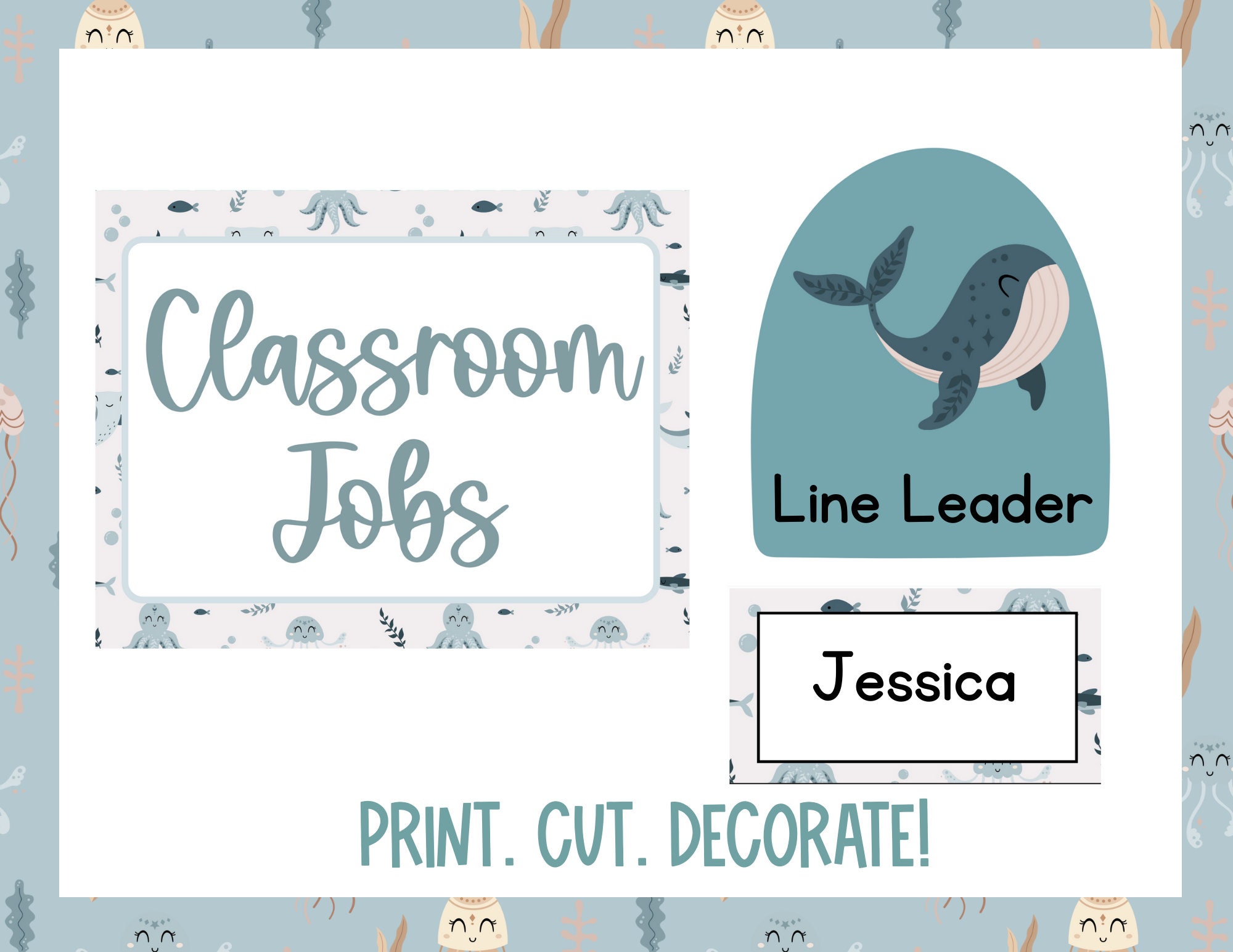Classroom Jobs - Printable Class Helper - Ocean Theme Decor - Etsy