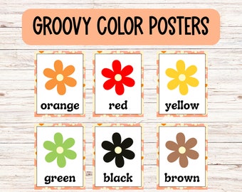 Color Daisy Posters Groovy Theme Classroom - Etsy