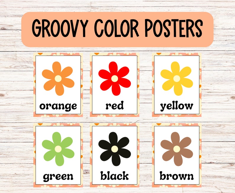 Color Daisy Posters Groovy Theme Classroom - Etsy