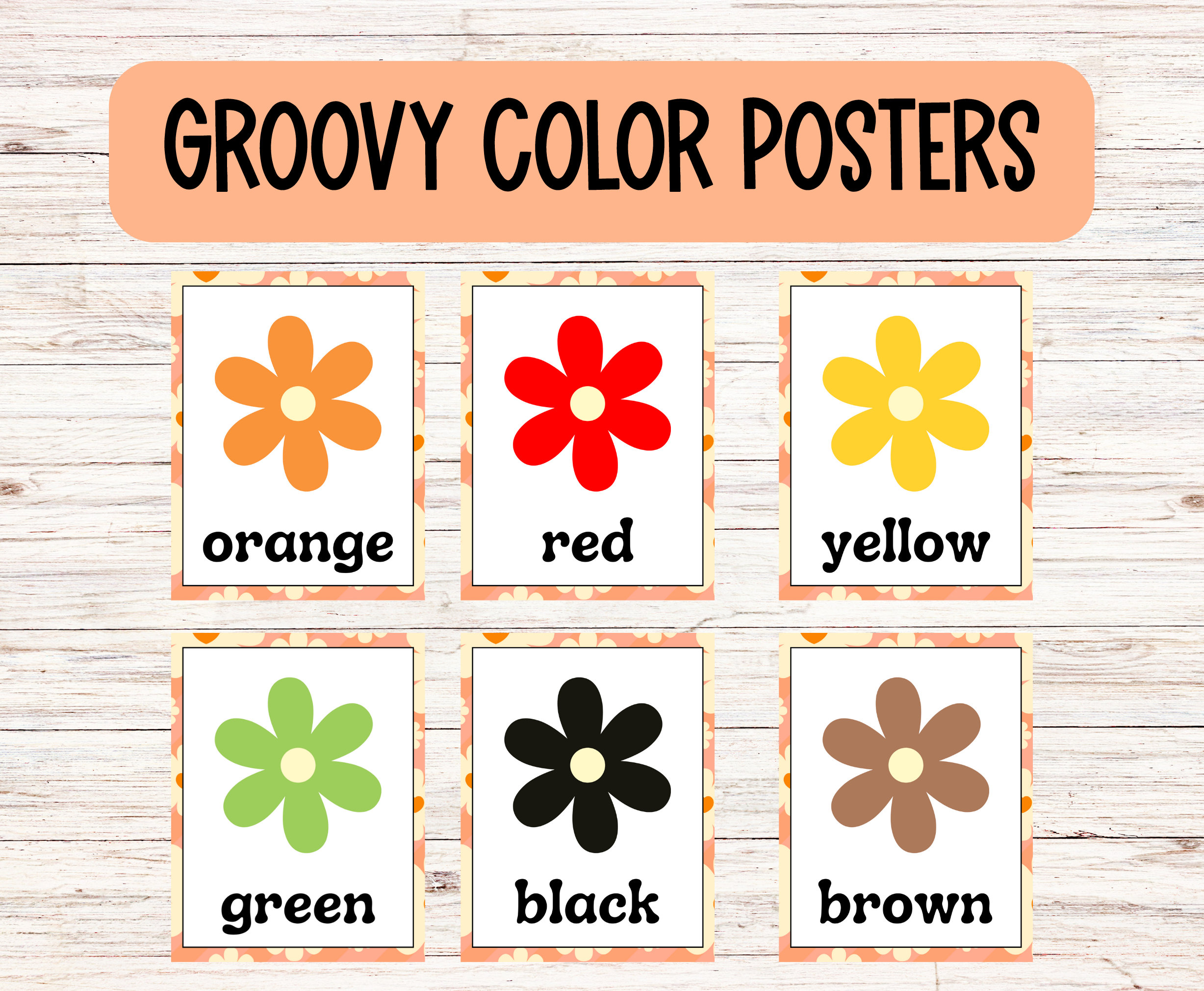 Color Daisy Posters Groovy Theme Classroom - Etsy