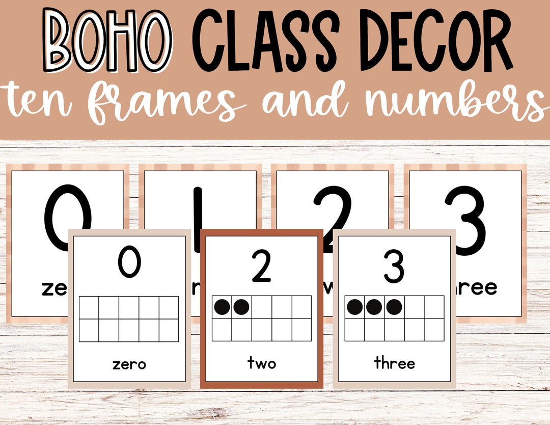 Neutral BOHO Numbers Posters for Classroom Decoration, Bulletin Board ...