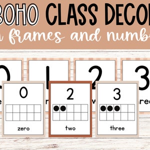 Neutral BOHO Numbers Posters for Classroom Decoration, Bulletin Board ...