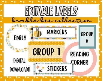 Bee Themed Classroom Tags, Classroom Tags, Classroom Decor, Bumble Bee ...