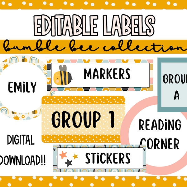 Bee Theme Name Tag - Etsy