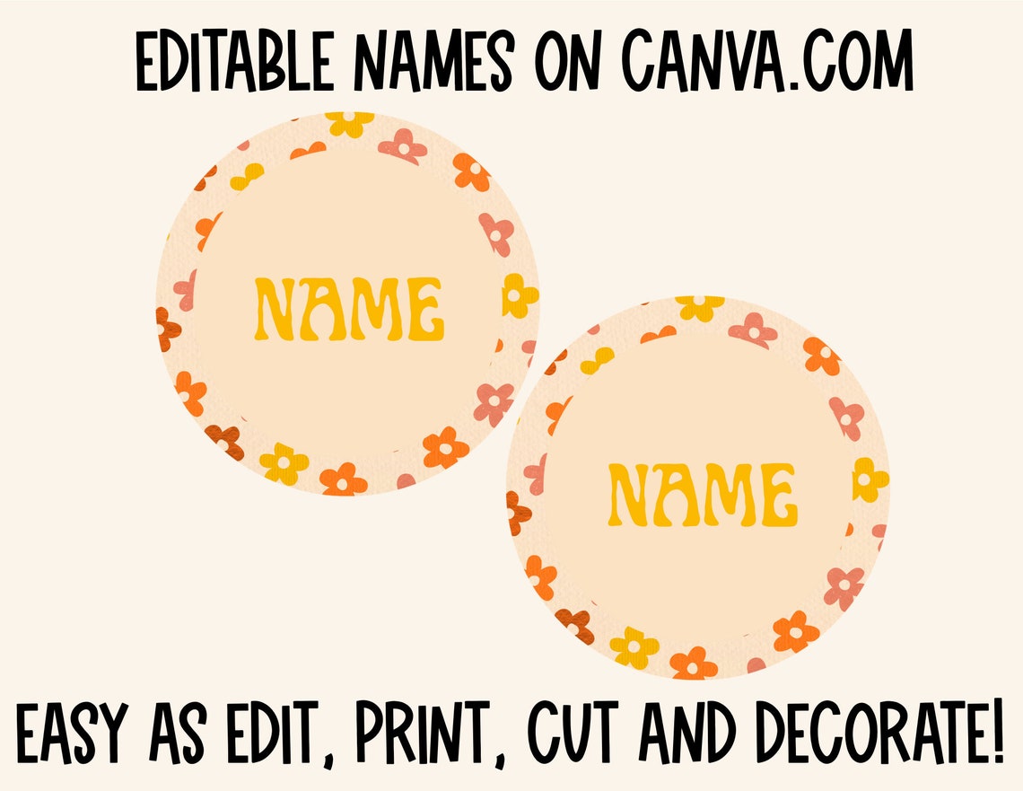 Groovy Retro Editable Door Display Decor Printable and Bulletin Board ...