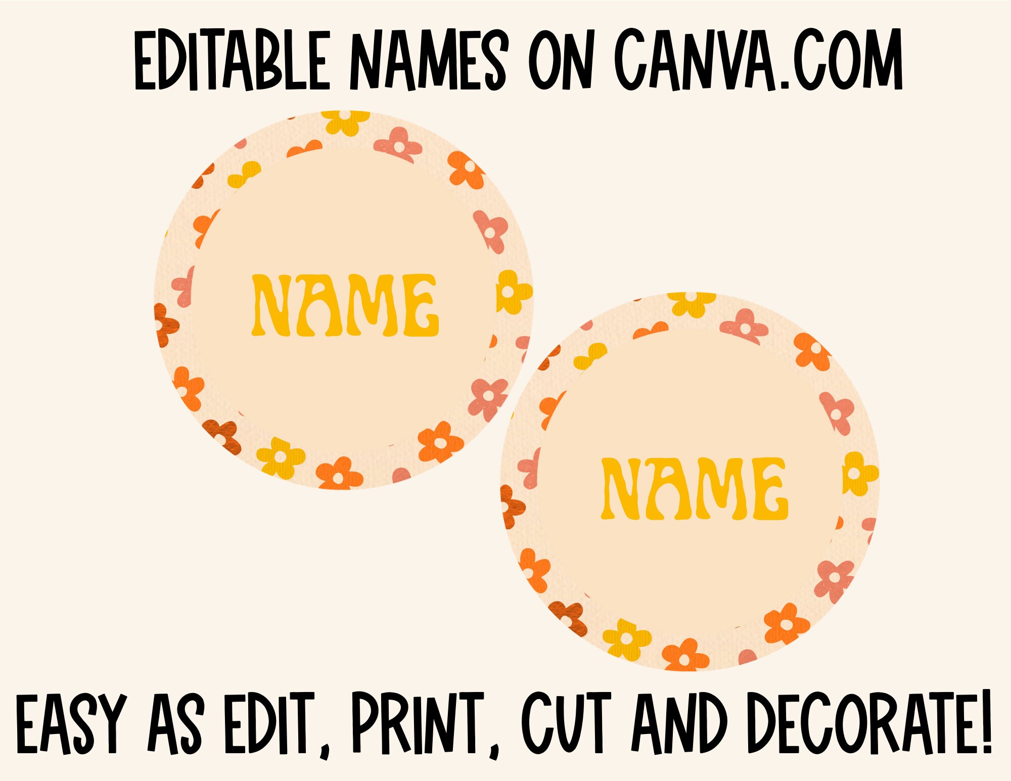 Groovy Retro Editable Door Display Decor Printable and Bulletin Board ...