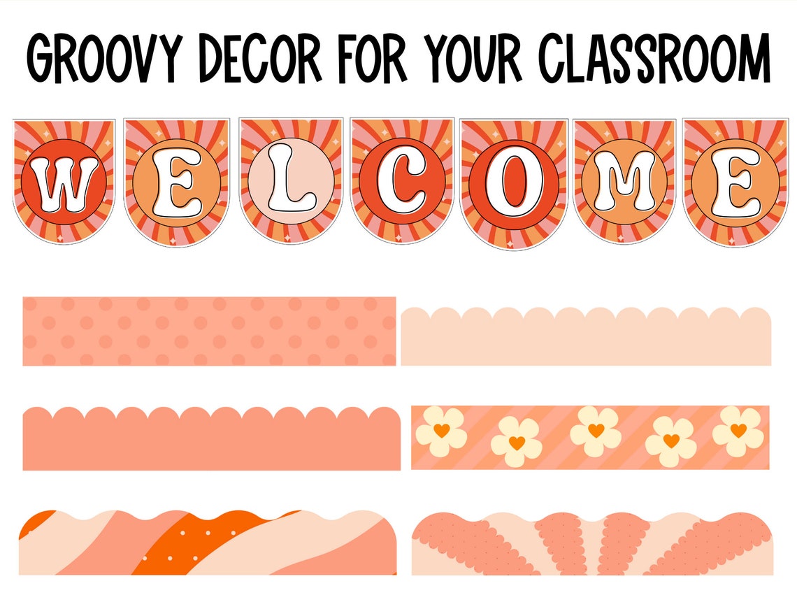 Retro Groovy Classroom Decor Bundle for Bulletin Board - Etsy