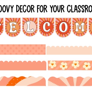 Retro Groovy Classroom Decor Bundle for Bulletin Board, Teacher ...
