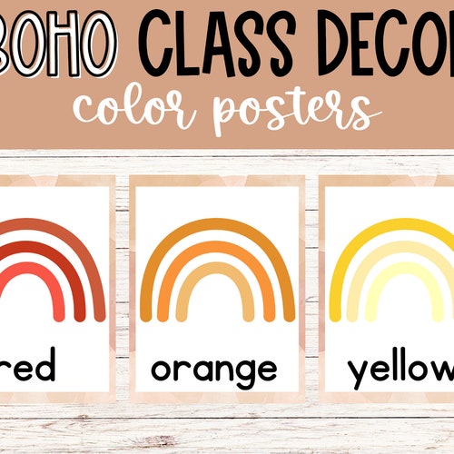 Printable BOHO Rainbow Colors Neutral Theme Classroom. - Etsy