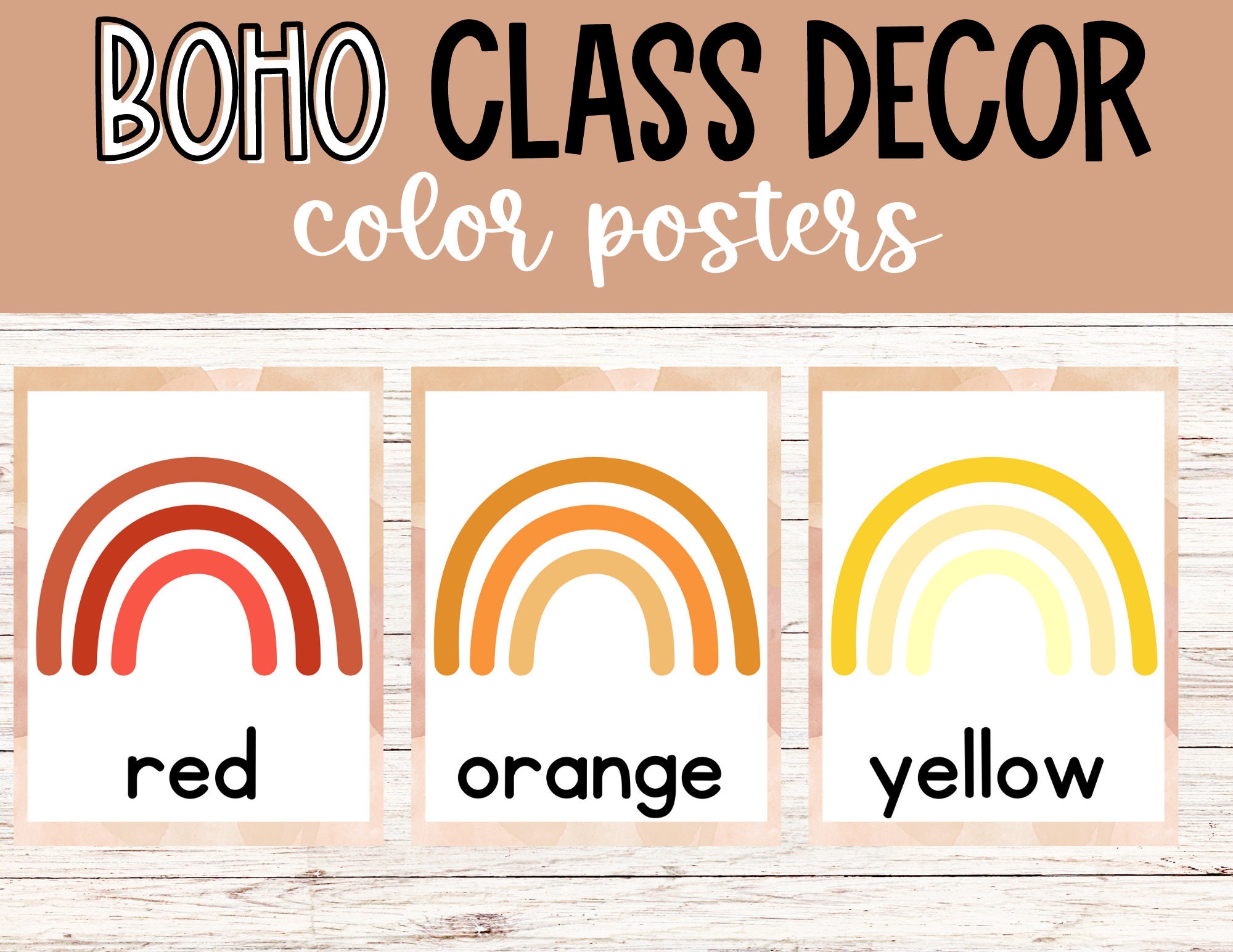 Printable BOHO Rainbow Colors Neutral Theme Classroom. Bulletin Board ...