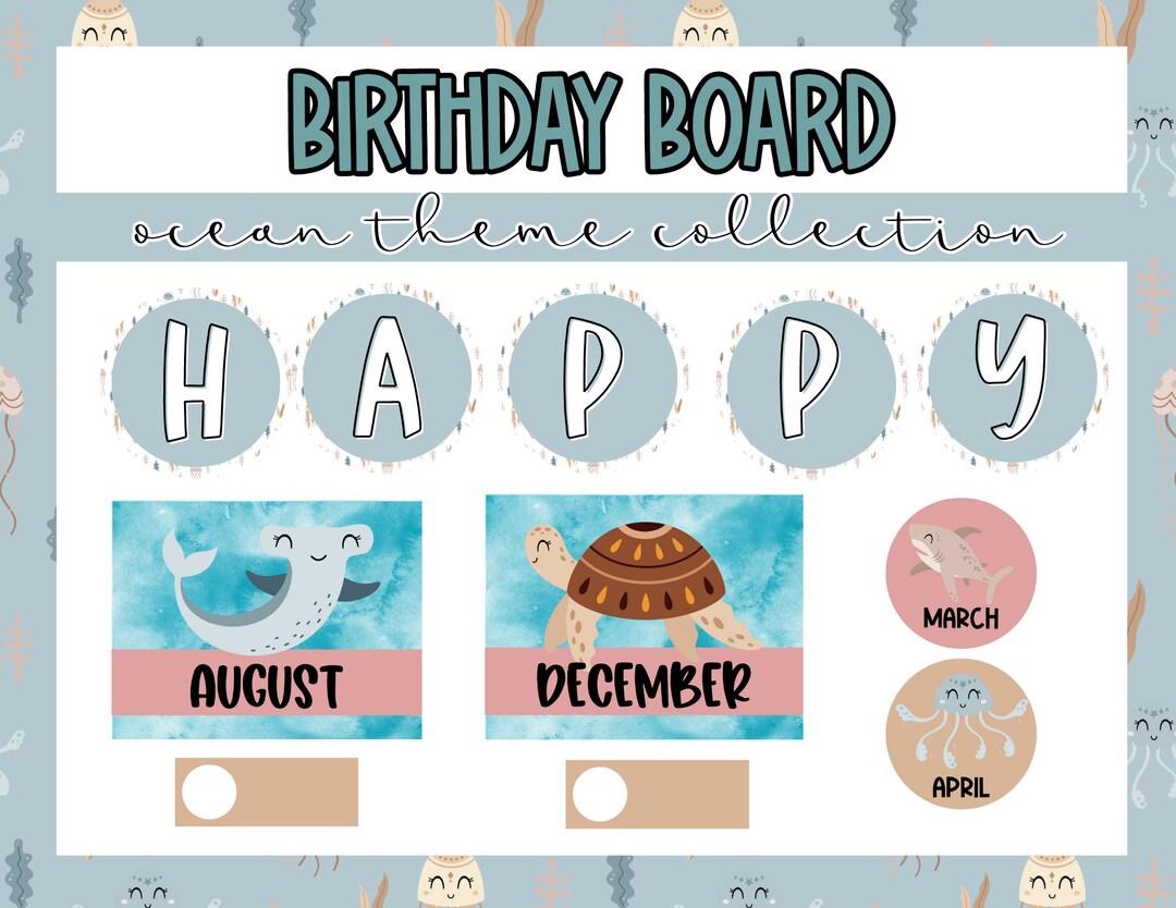 Birthday Board Kit for Teacher's Classroom - Ocean Theme - Etsy