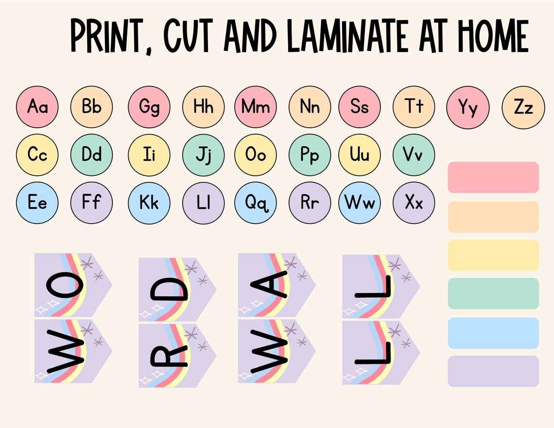 Pastel Rainbow Word Wall Alphabet for Classroom Organization ...