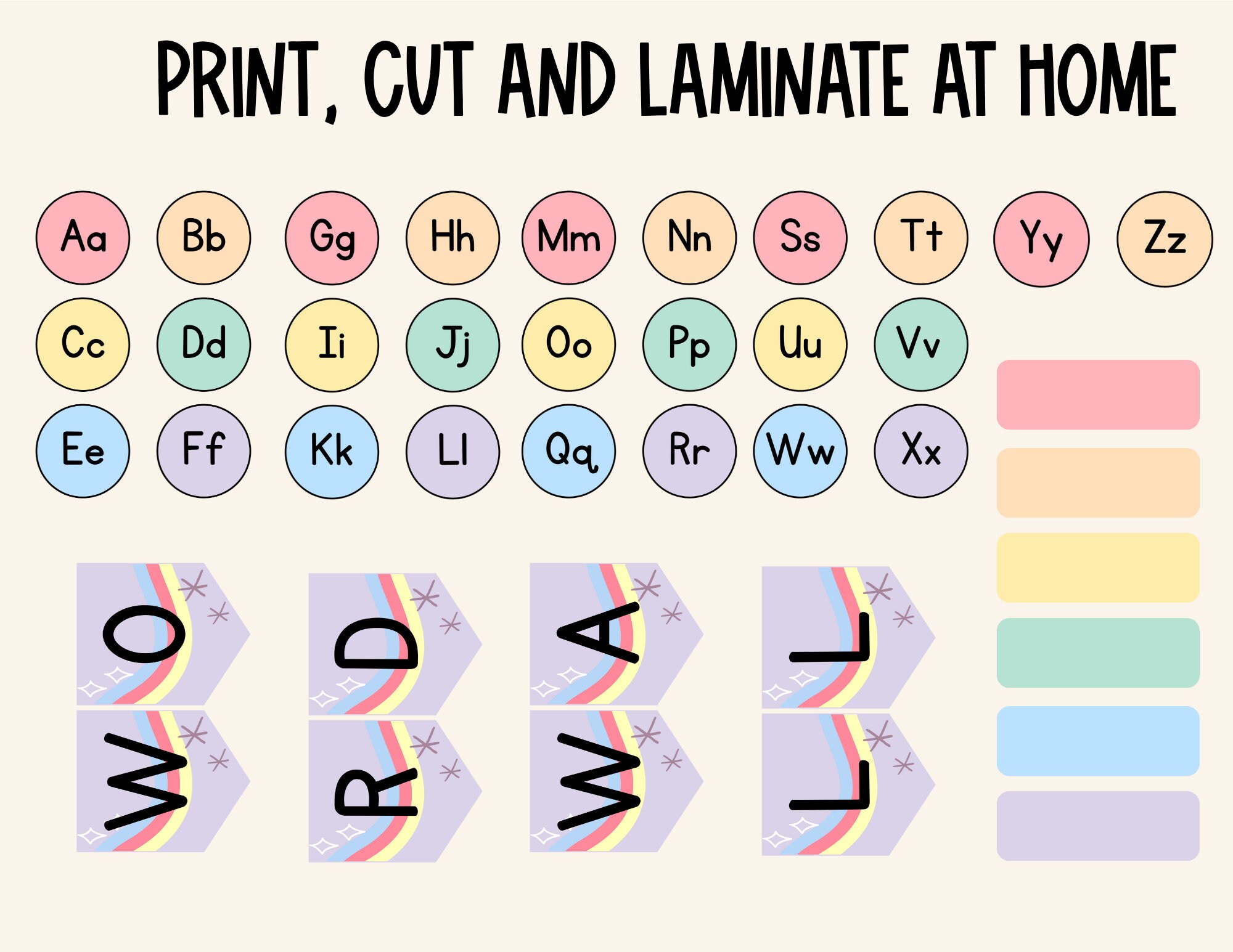 Pastel Rainbow Word Wall Alphabet for Classroom Organization ...