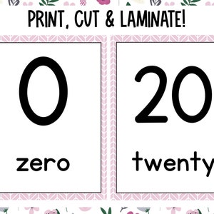 Number Posters 0-20 Floral Classroom Decor - Etsy