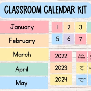 Rainbow Pastel Class Calendar Kit for Classroom Organization, Bulletin ...
