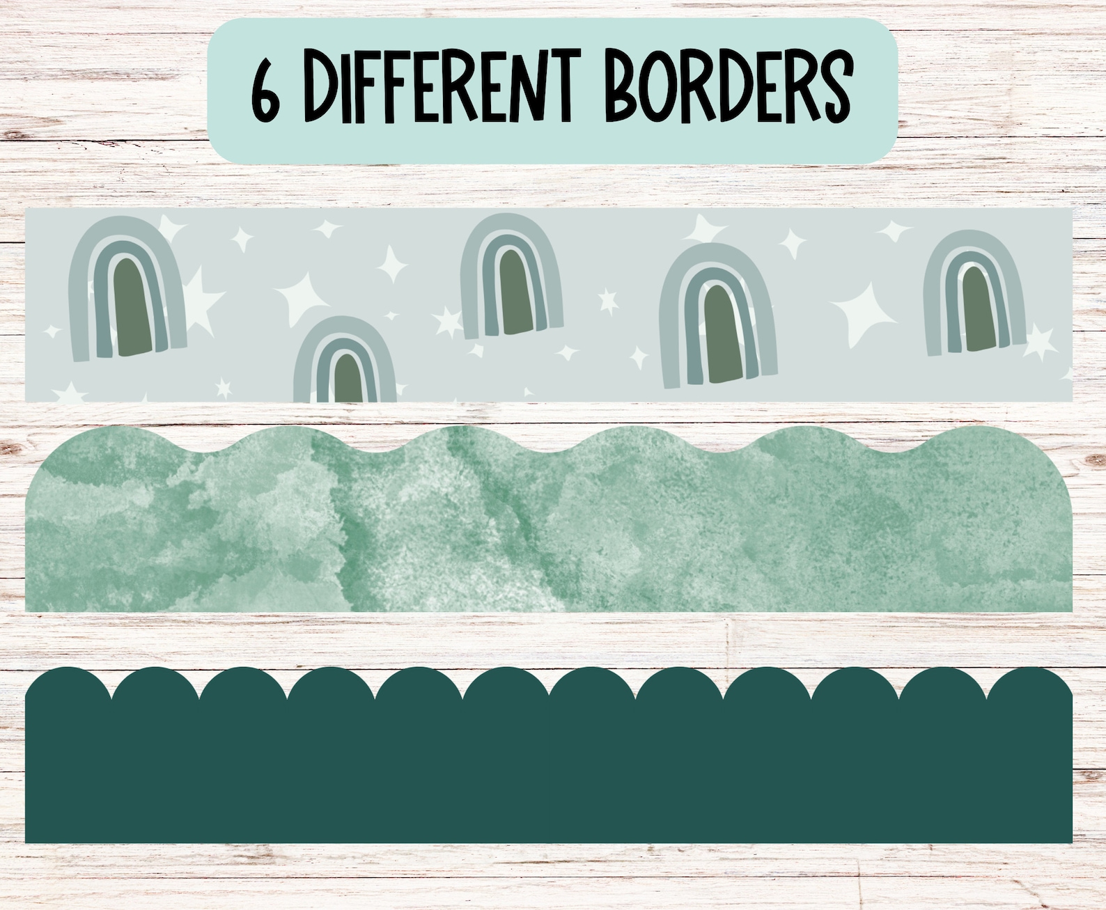 Classroom Bulletin Borders Kit Calming Green Neutral Collection ...