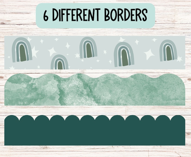 Classroom Bulletin Borders Kit Calming Green Neutral Collection ...
