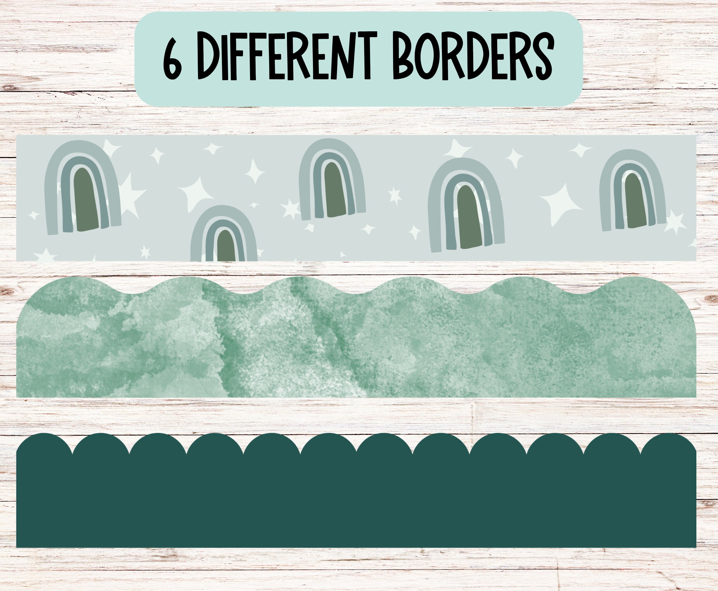 Classroom Bulletin Borders Kit Calming Green Neutral Collection ...