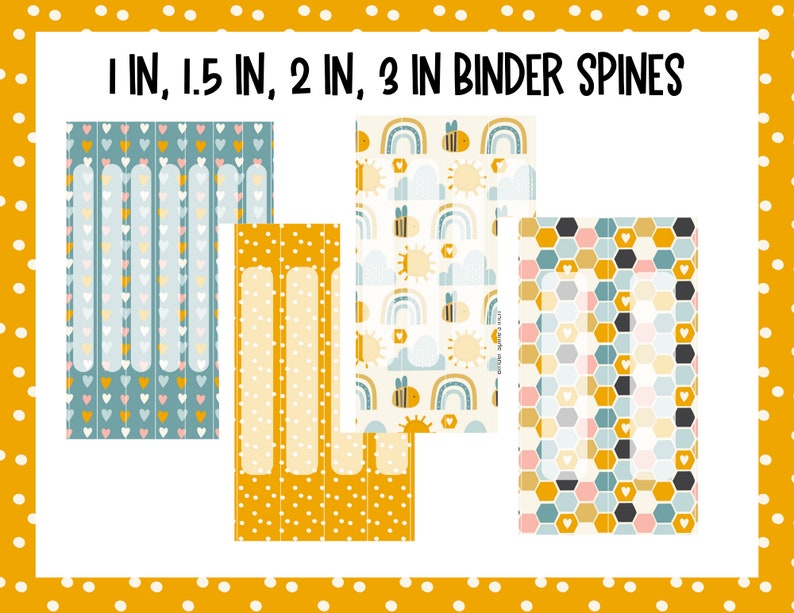 Binder Covers and Matching Spines Bumble Bee Theme for - Etsy