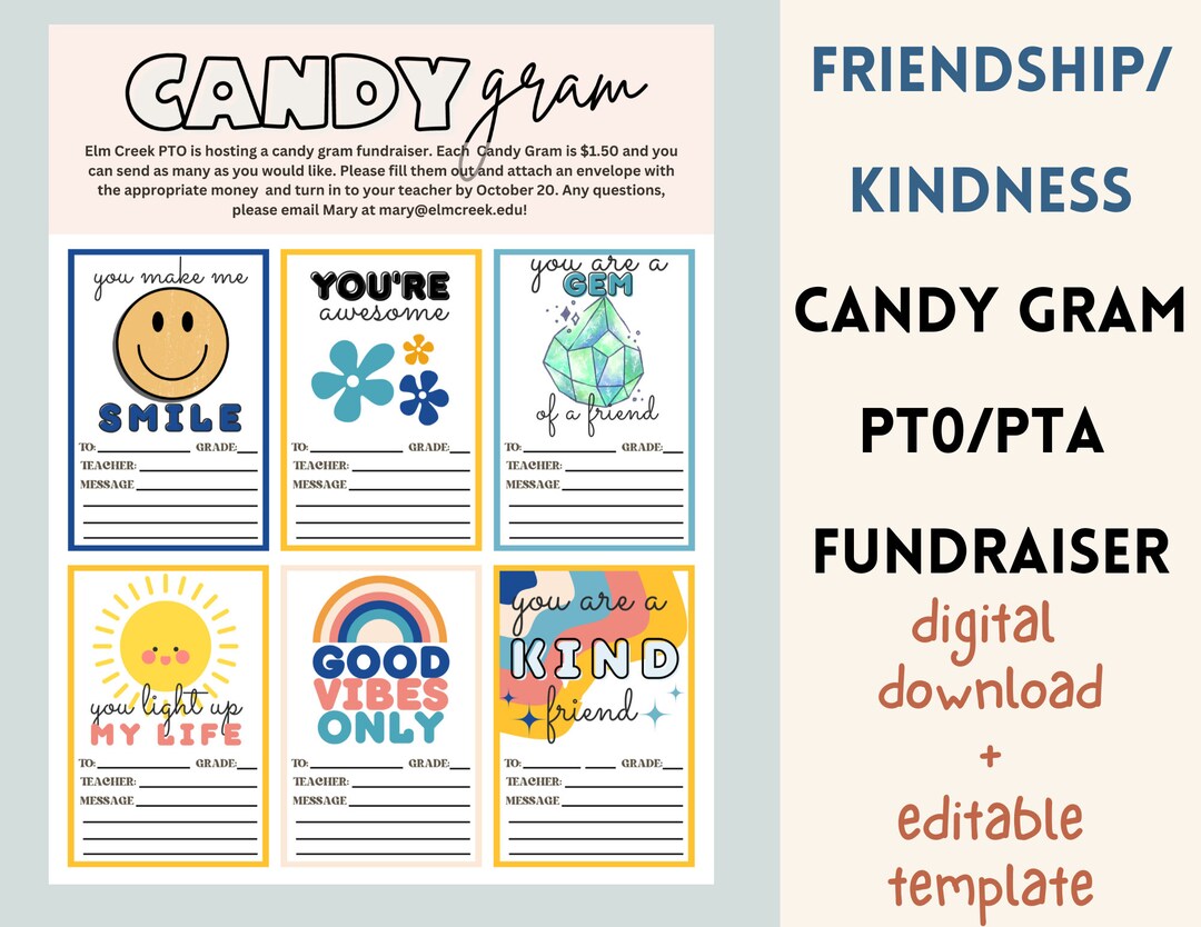Friendship Candy Grams for PTO/PTA School Event | Editable and ...