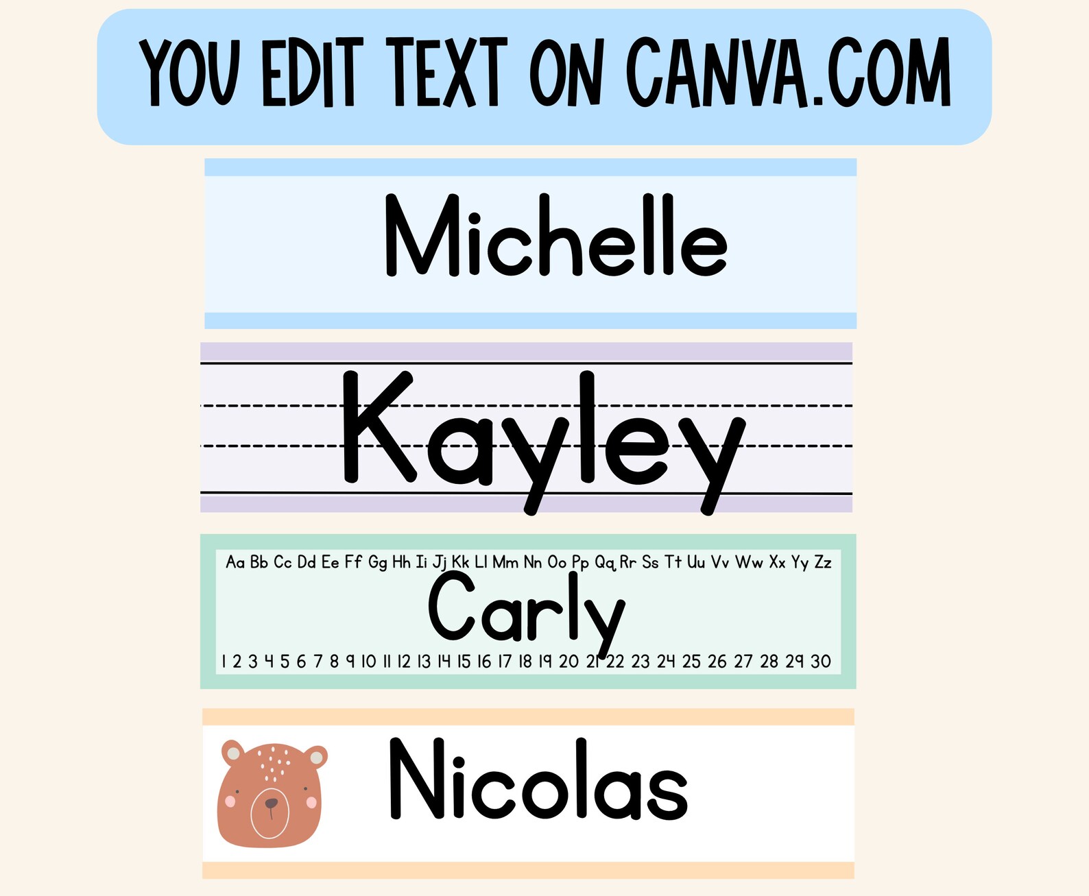 Rainbow Pastel Desk Name Tags and Labels for Classroom Decor | Editable ...