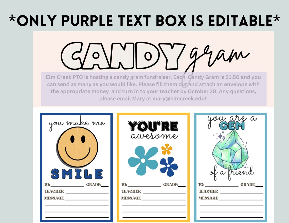 Friendship Candy Grams for PTO/PTA School Event | Editable and ...