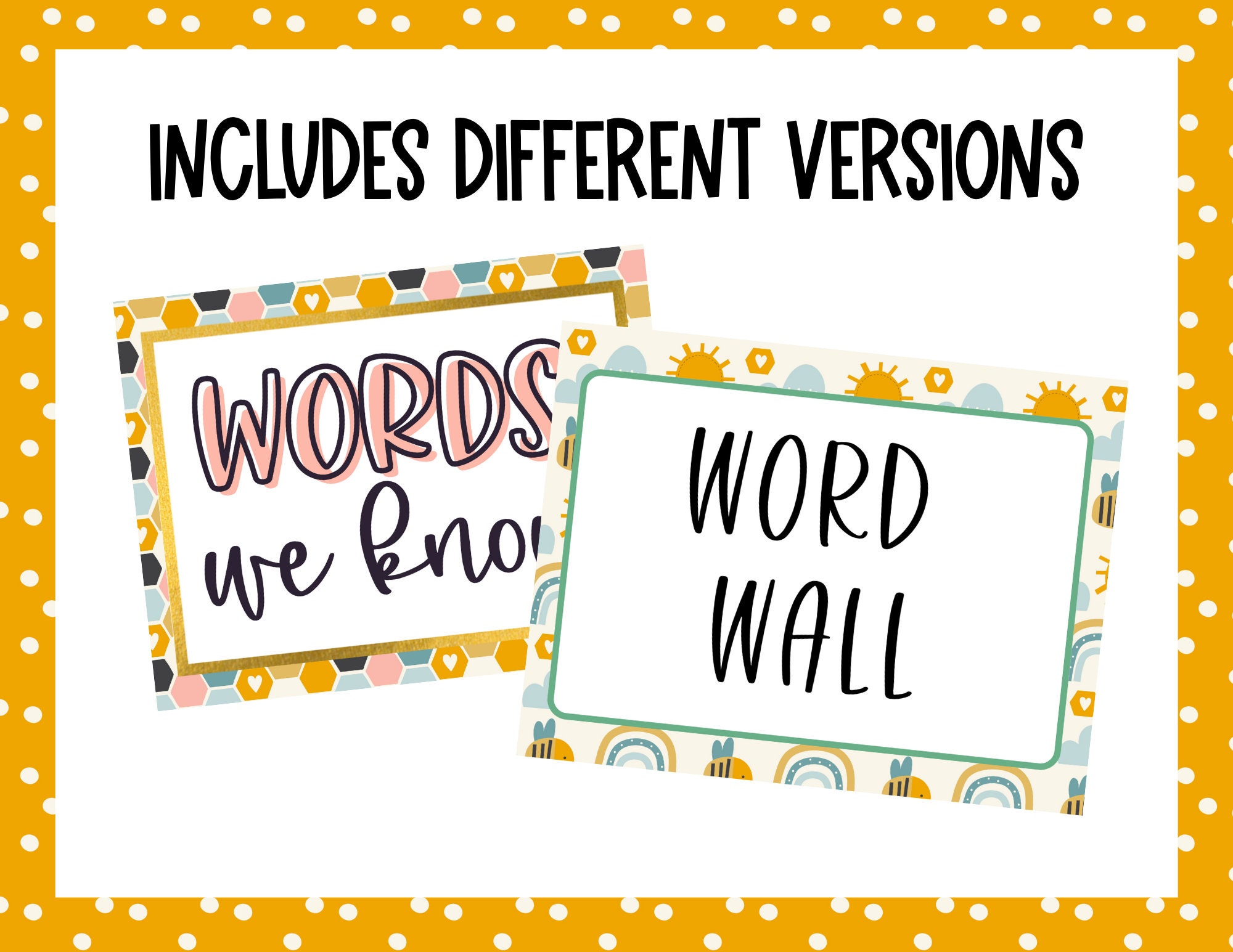 Editable Word Wall - Bumble Bee Theme Classroom Decor - Etsy