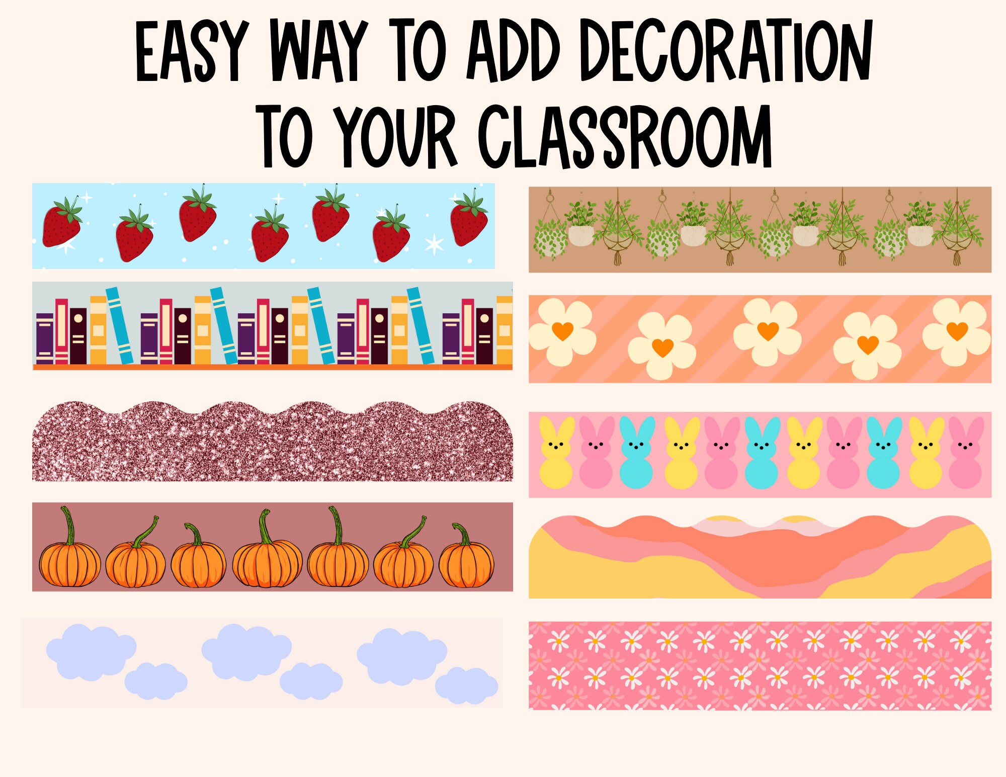 Classroom Bulletin Borders Kit Set of 100 Printable - Etsy