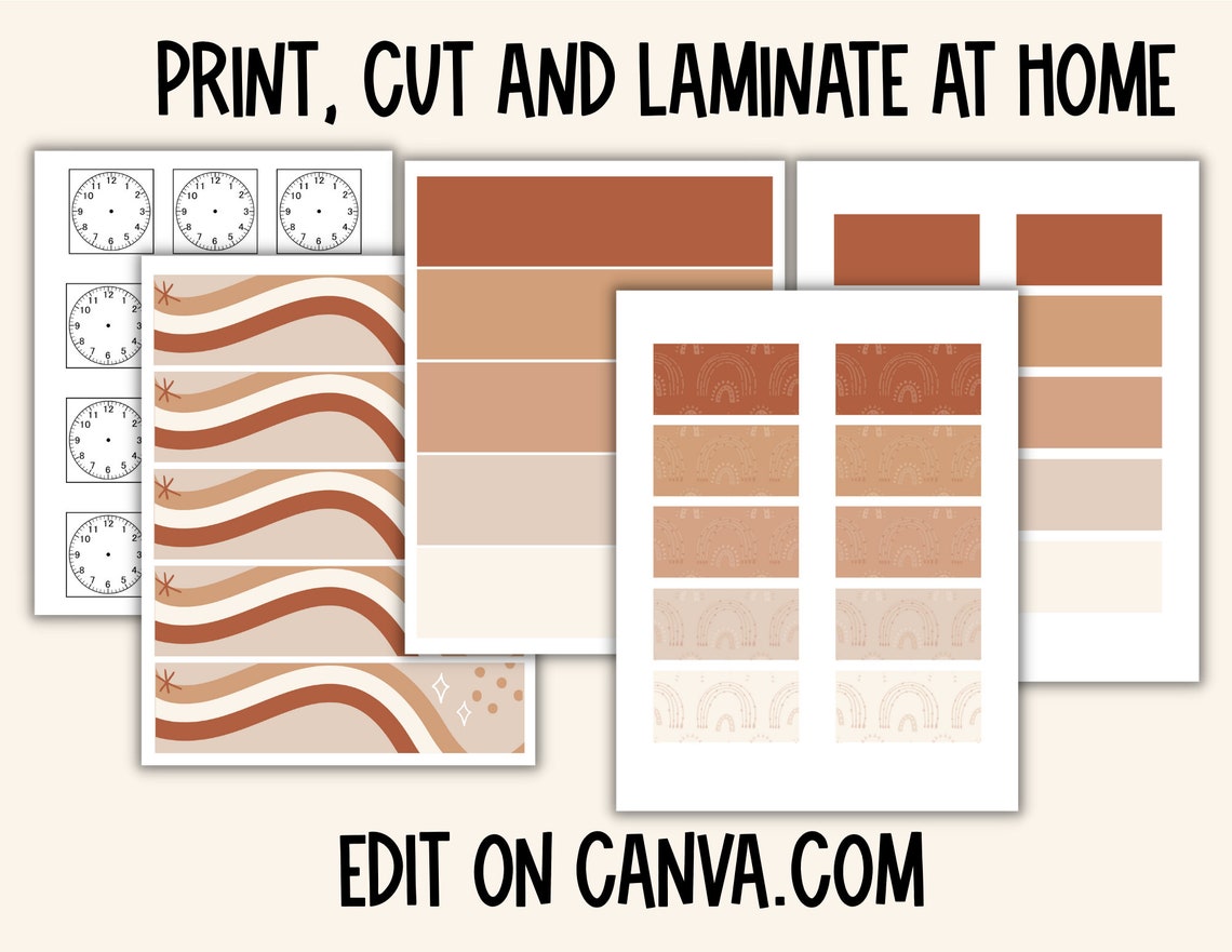 Editable Schedule Cards for BOHO Classroom Organization, Bulletin Board ...