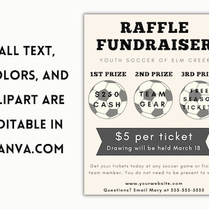 Soccer RAFFLE Fundraiser Editable Template for PTO and PTA. Flyer for ...