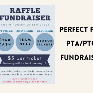 RAFFLE Fundraiser Editable Template for PTO and PTA. Flyer for Youth ...