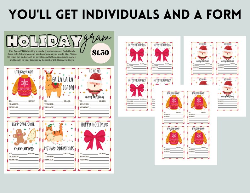 Candy Gram for Christmas Fundraiser for PTO/PTA School Event | Editable ...