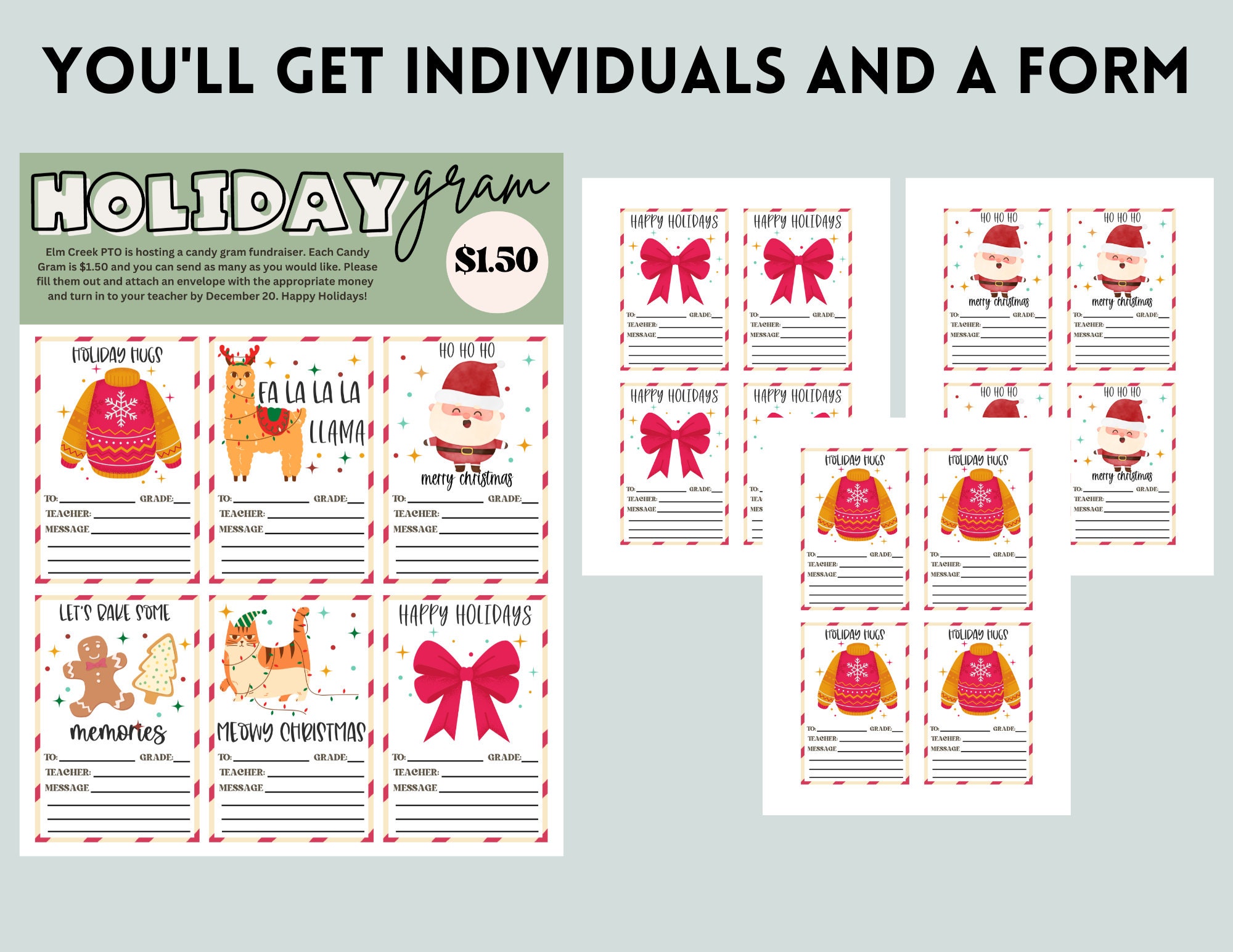 Candy Gram for Christmas Fundraiser for PTO/PTA School Event | Editable ...