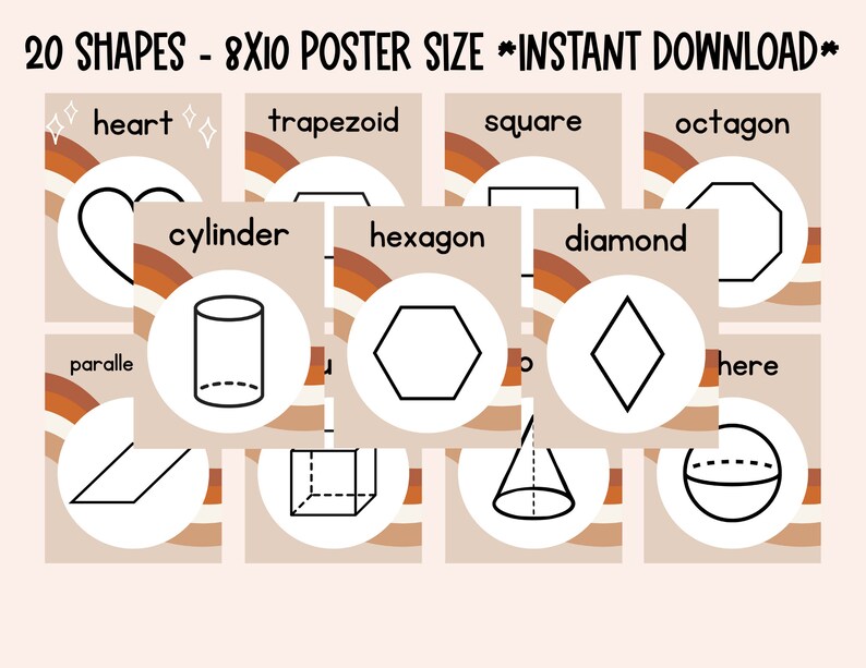 Printable BOHO Neutral Shape Posters for Classroom Organization or ...