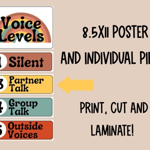 Retro Groovy Voice Levels Printable Poster for Elementary School Decor ...
