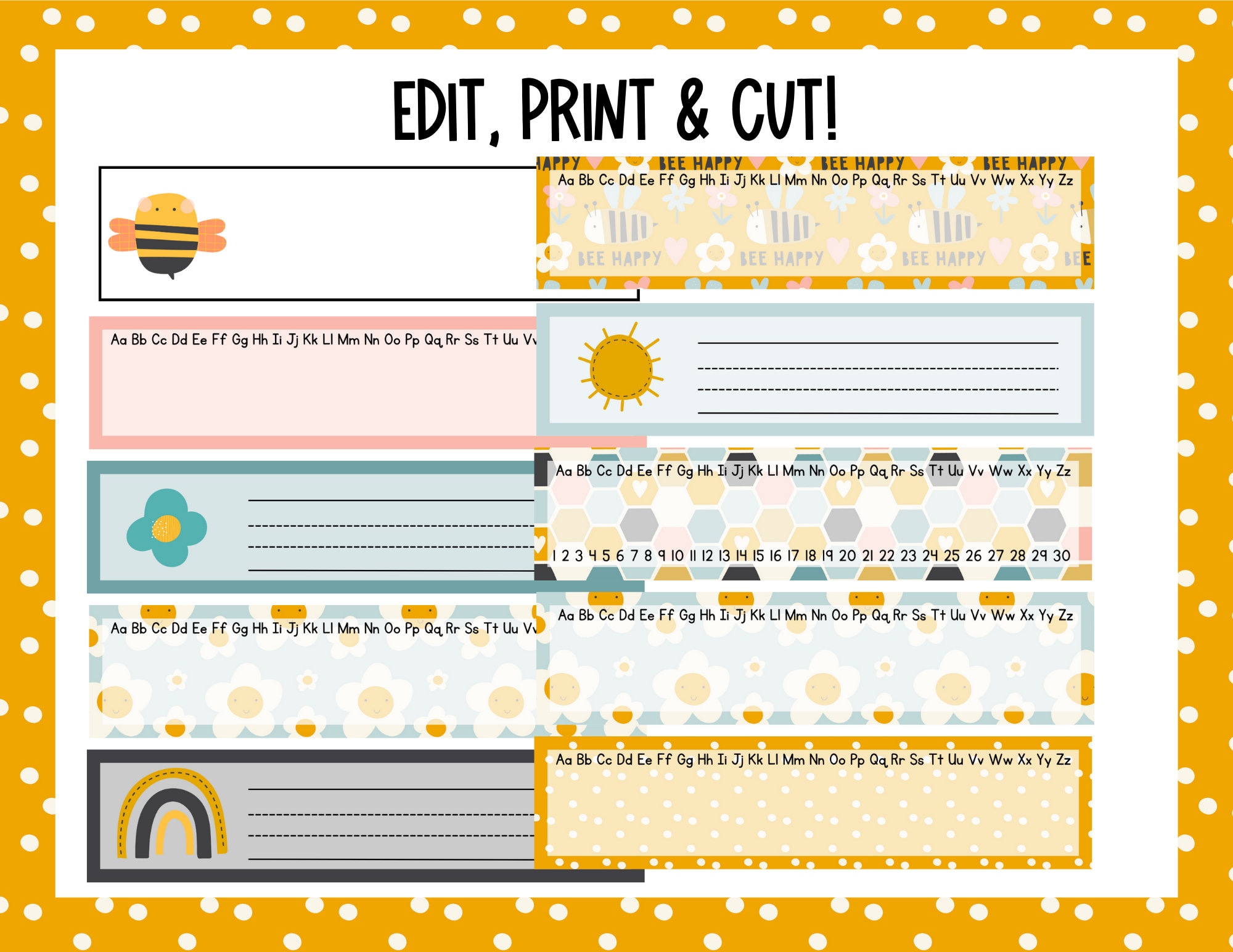Desk Name Tags for Students With Bumble Bee Theme - Etsy