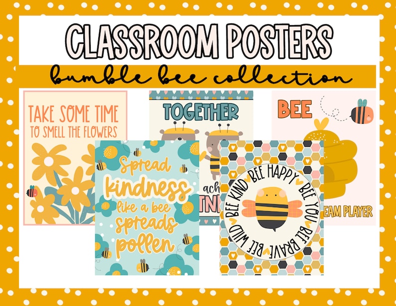 Motivational Posters for Bulletin Board With Bumble Bee Decor Kit for ...