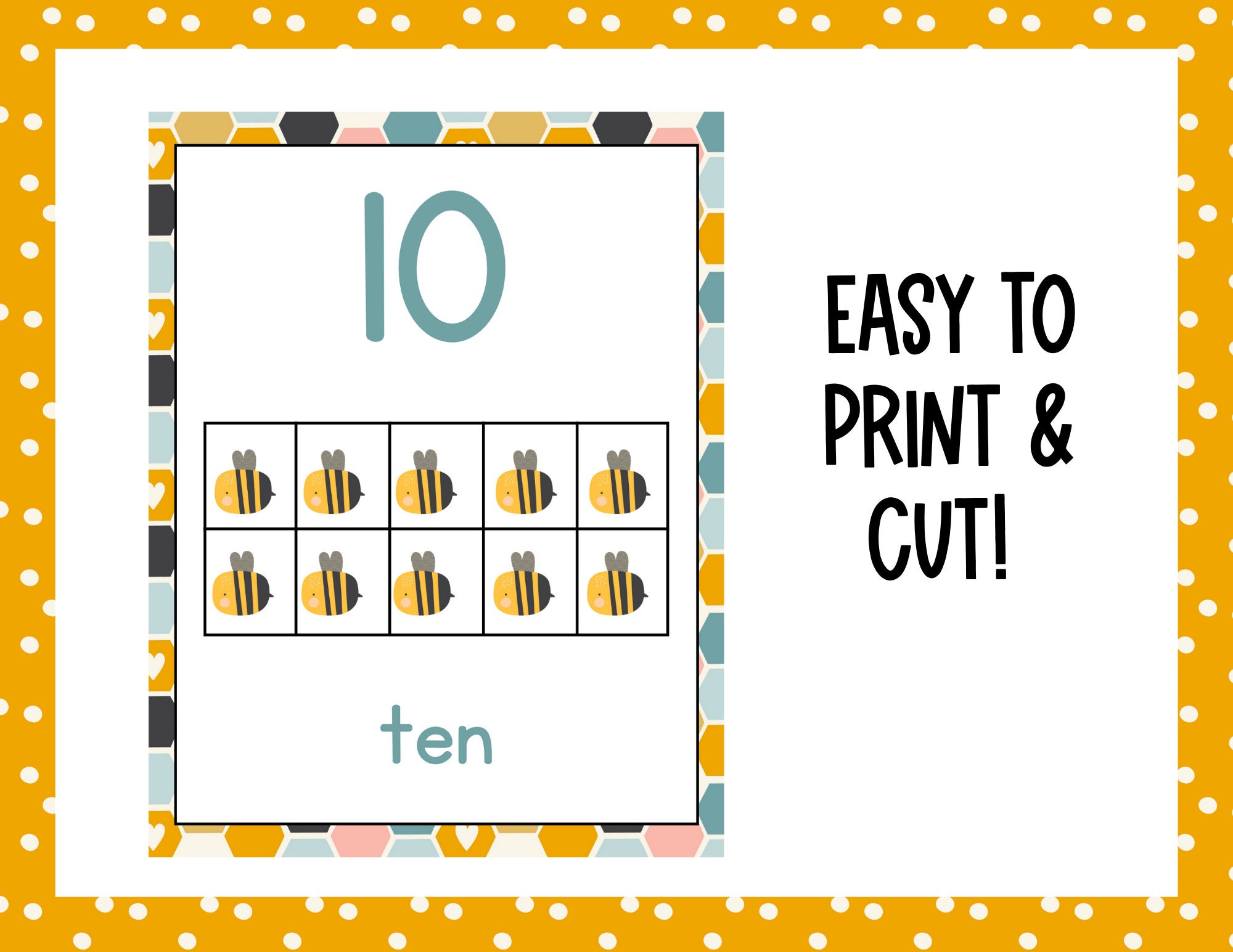 Bumble Bee Ten Frame Posters for Classrooom - Etsy