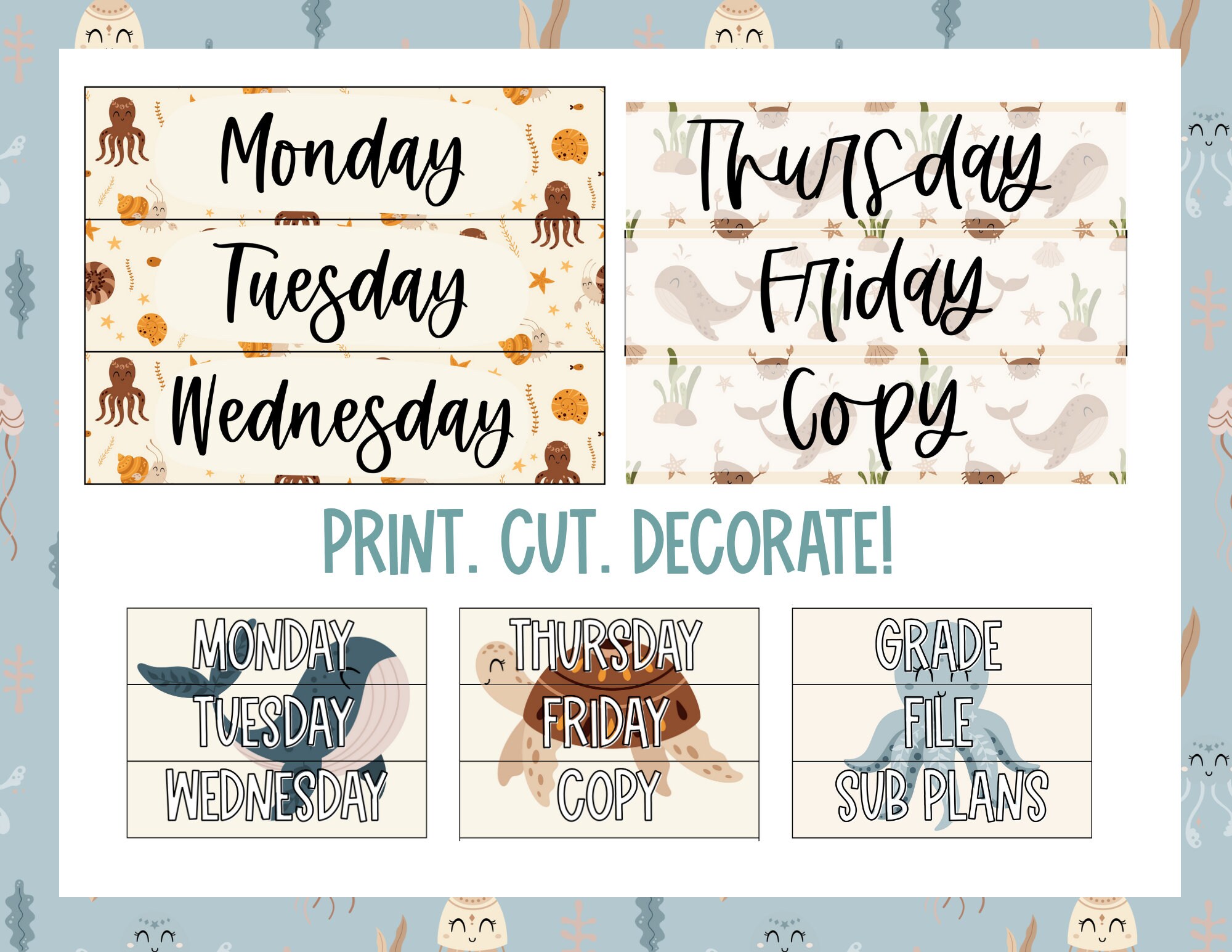 10 Drawer Cart Labels or Trolly Cart - Ocean Theme - Teacher Resource ...