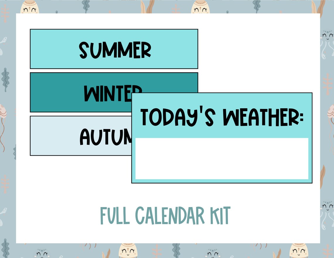 Calendar Kit Ocean Theme Printable Resource for Teachers - Etsy