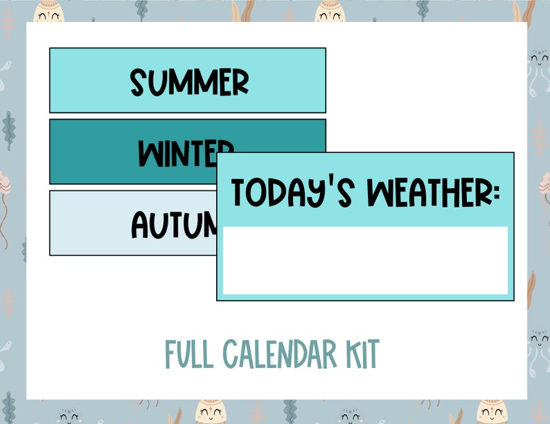 Calendar Kit - Ocean Theme - Printable Resource for Teachers - Etsy
