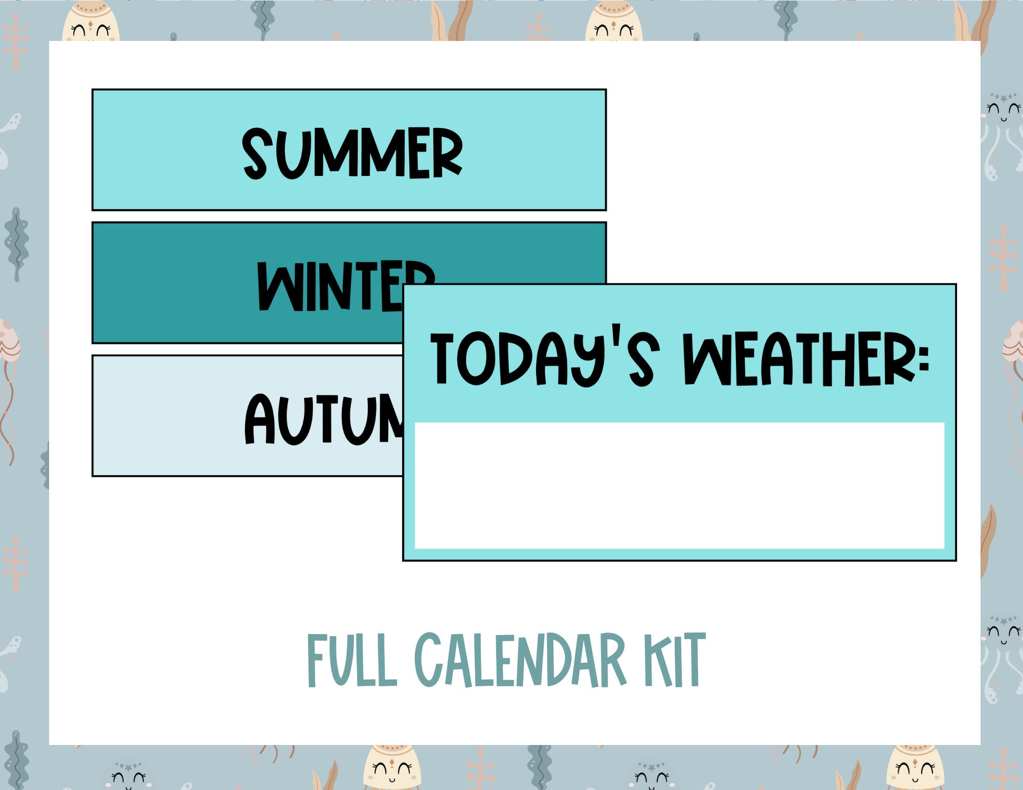 Calendar Kit - Ocean Theme - Printable Resource for Teachers - Etsy