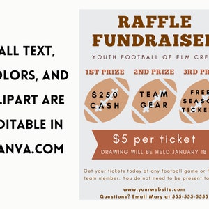Football RAFFLE Fundraiser Editable Template for PTO and PTA. Flyer for ...