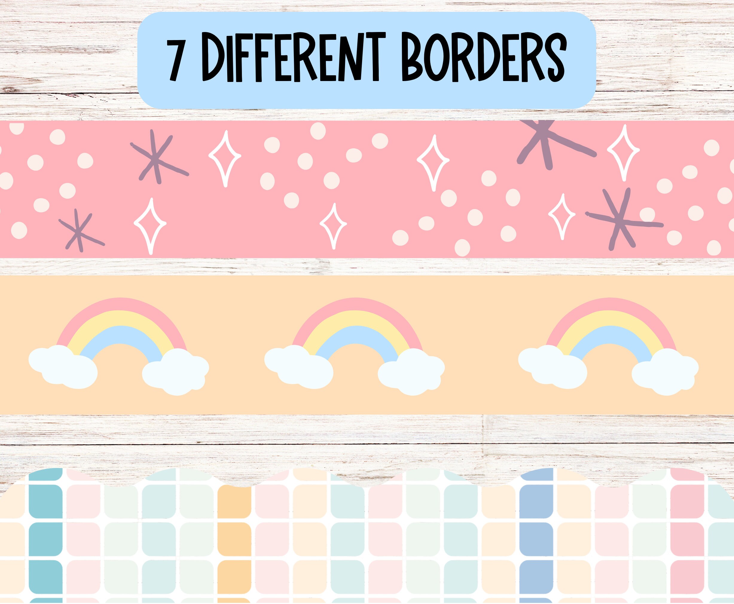 Classroom Bulletin Borders Kit Pastel Rainbow Collection - Printable ...