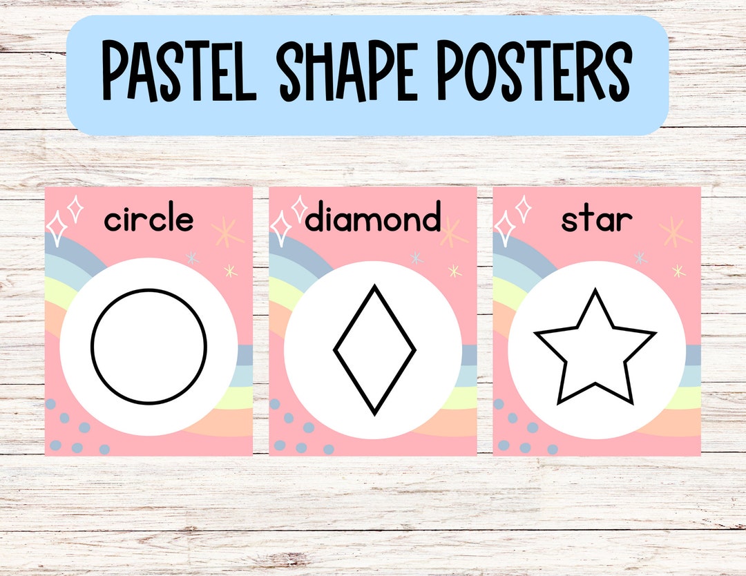 Pastel Rainbow Classroom Theme Shape Posters - Etsy